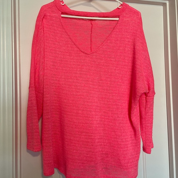 Sweaters | Neon Pink Keyhole Sweater | Poshmark